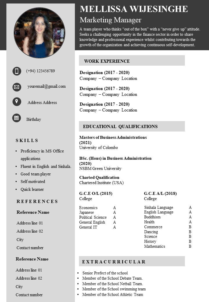 CV FORMATS – CV Lanka